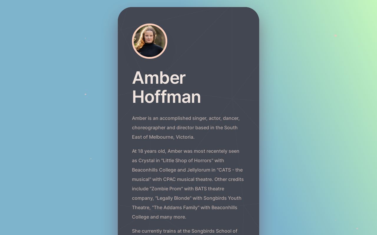 Amber Hoffman | Singer . Actor . Dancer . Choregrapher . Director